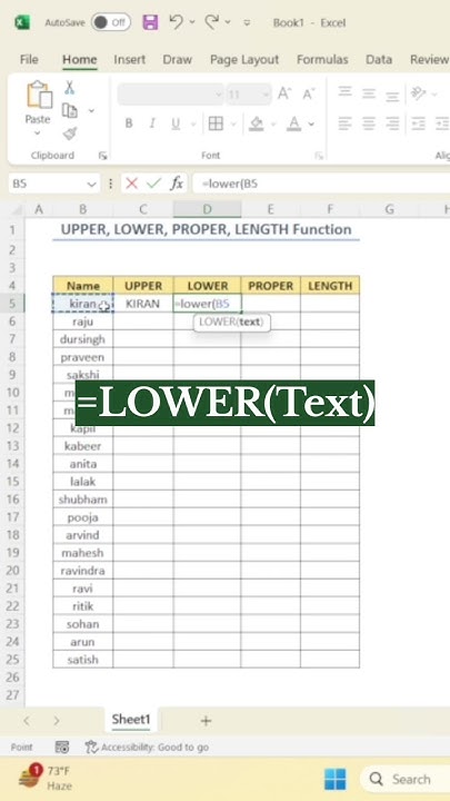 UPPER, LOWER, PROPER, LENGTH Function In Excel😉 #excelformula #exceltips #excelshorts # ...