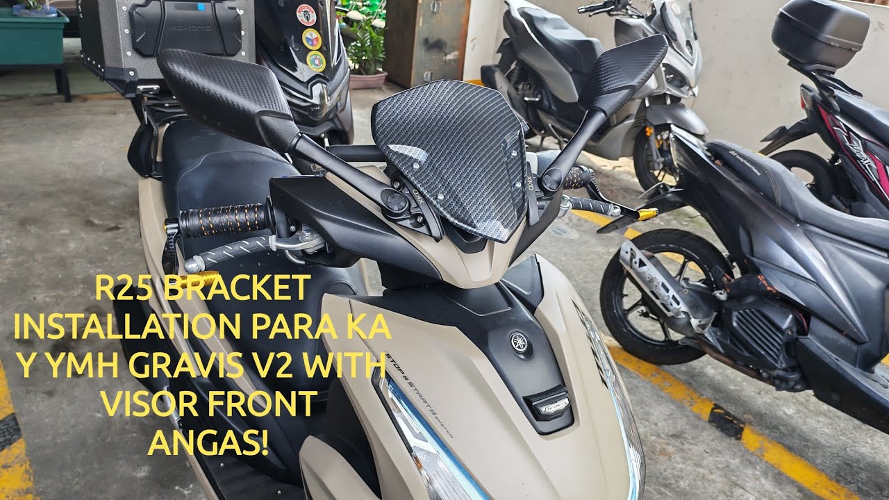 Yamaha Gravis V2 Installing R25 Bracket with Visor Made From Shoppe ...