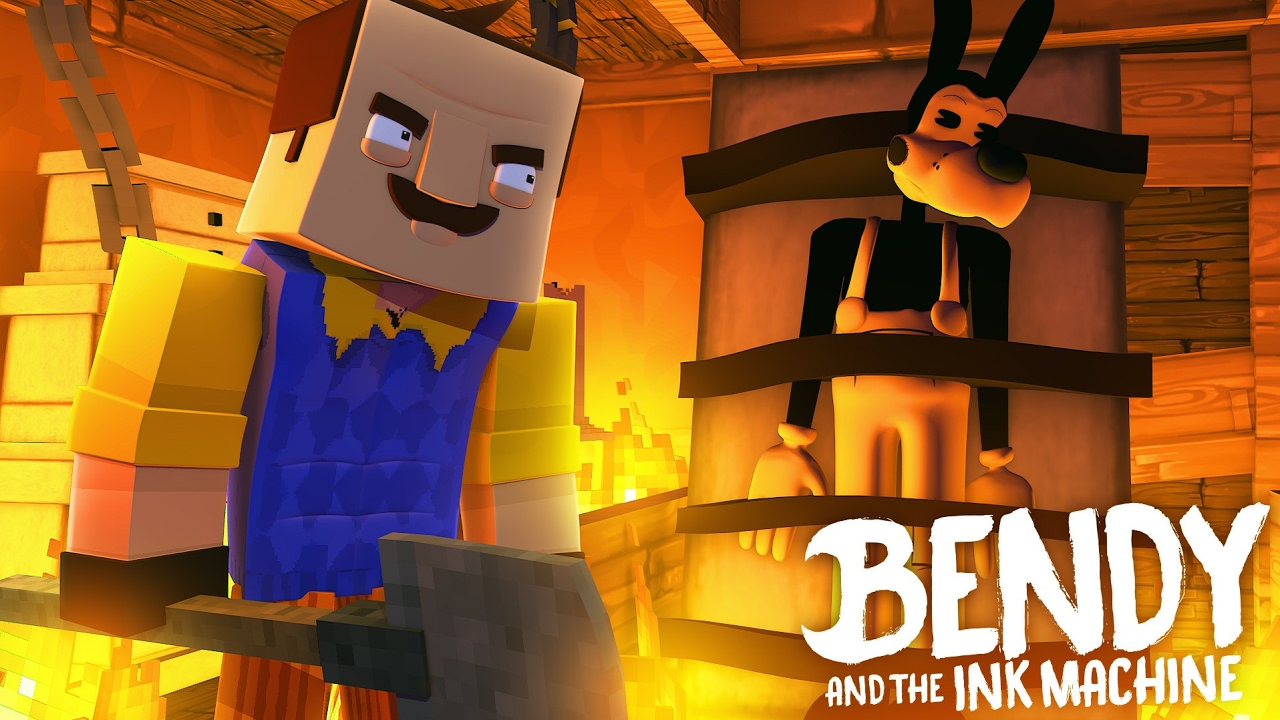 Minecraft Hello Neighbor - BORIS FROM BENDY AND THE INK MACHINE IS ...
