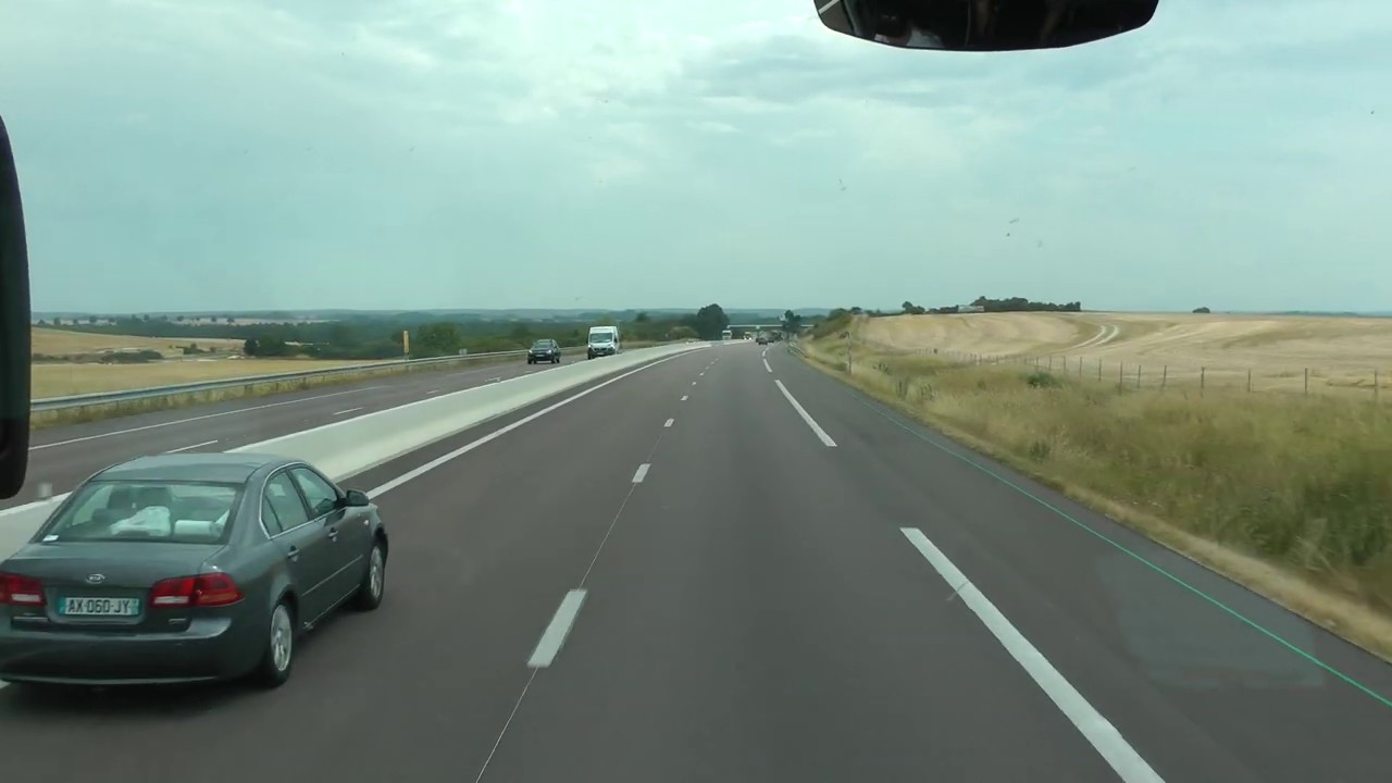 driver view A4 Autoroute (Motorway) east in France from Paris to A31 (4 ...