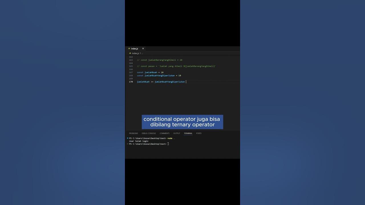 Javascript Dasar: Conditional (Ternary) Operator Part 1 #edukasi #coding #javascript - YouTube