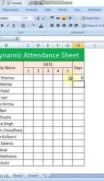 dynamic attendance sheet #excel #exceltips #exceltricks - YouTube