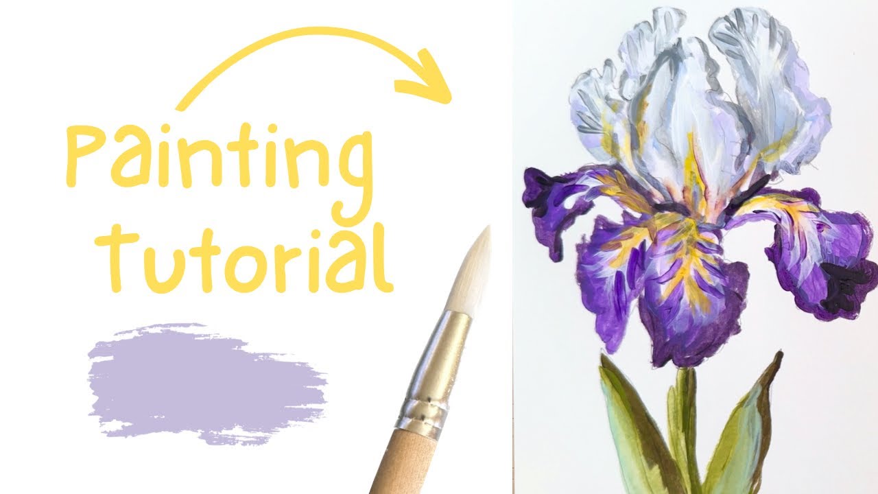 How to Paint an Iris Flower Step by Step Tutorial for beginners - YouTube