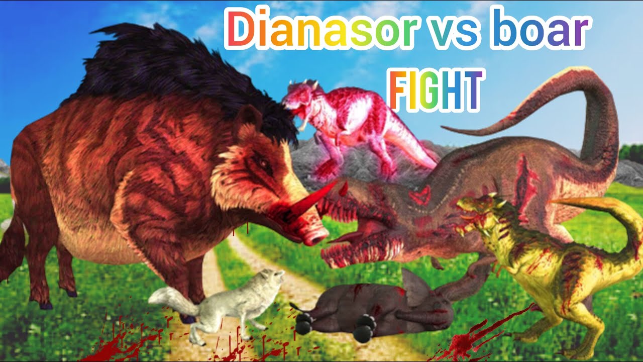 T rex Dinosaur VS Gaint Wild Boar Epic fight in jungle 2023. - YouTube