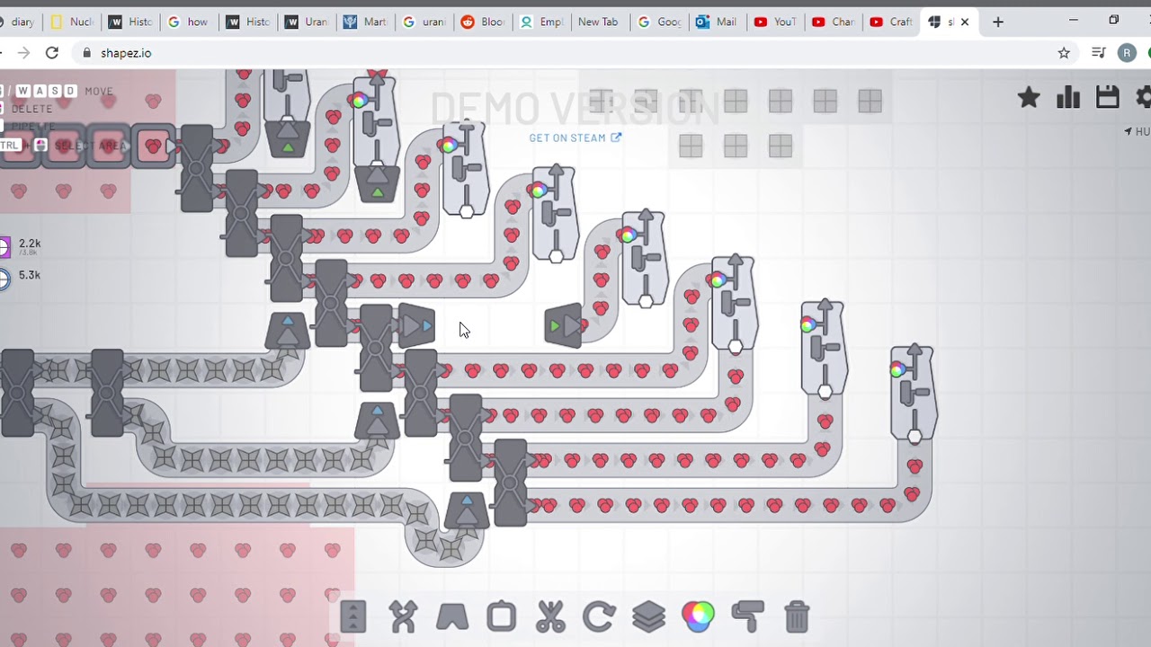 shapez io walkthrough, tutorial to tier 5 belts - YouTube