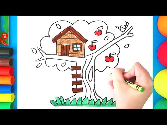 Tree House Drawing For Kids