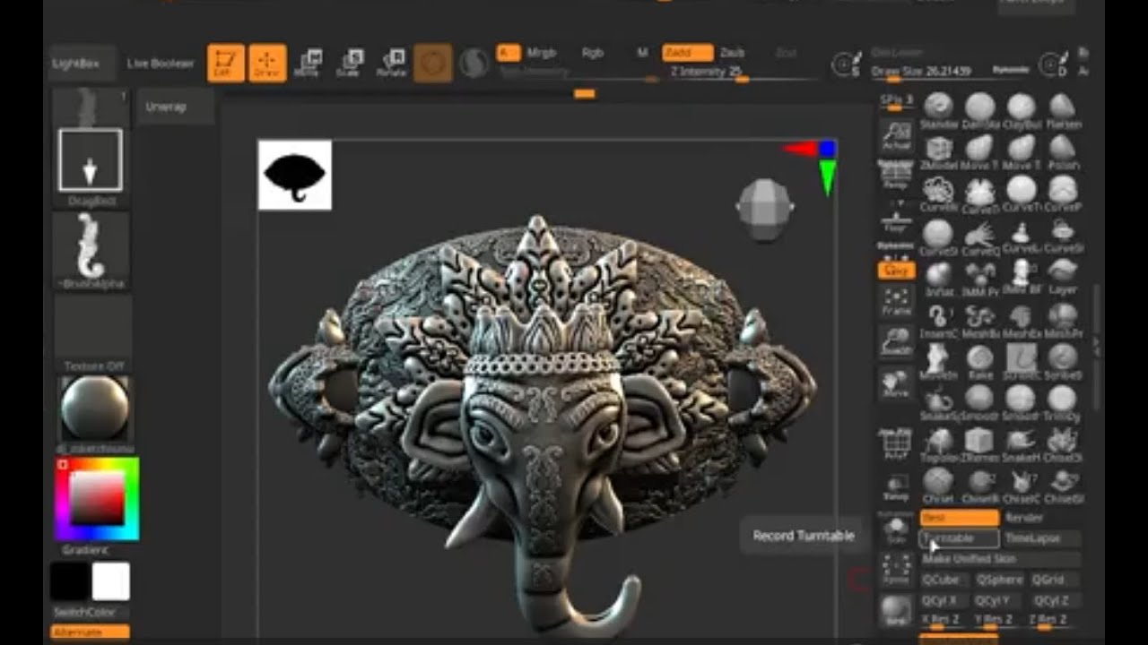 How to create Ganesha Temple jewelry in Zbrush #1234 Complete process # ...