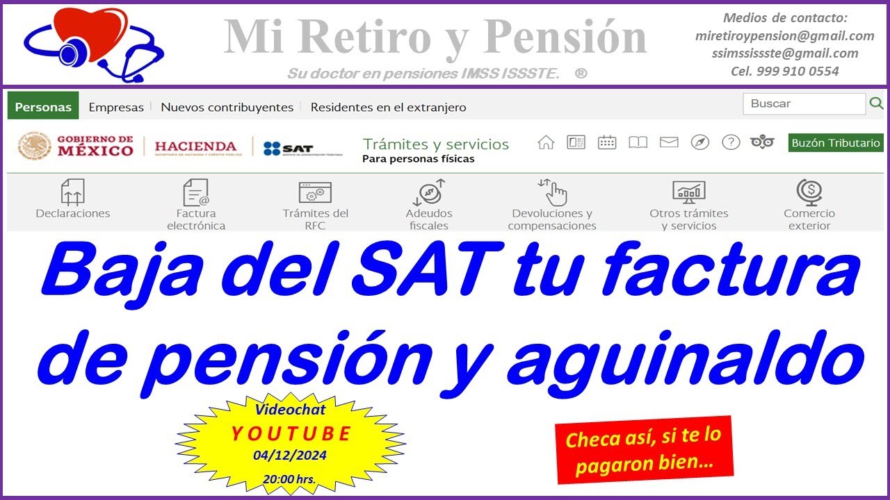 Baja del SAT tu factura de pensión y aguinaldo - YouTube