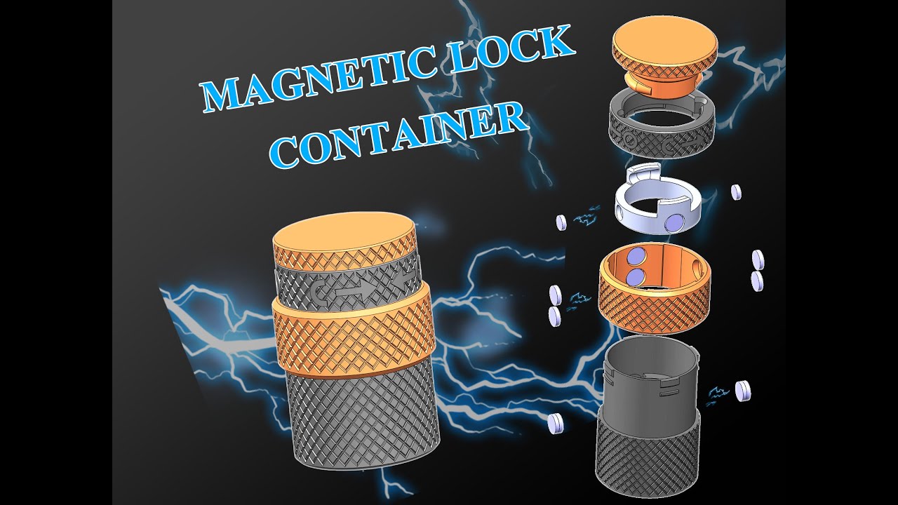 3D printed Magnetic lock container - YouTube
