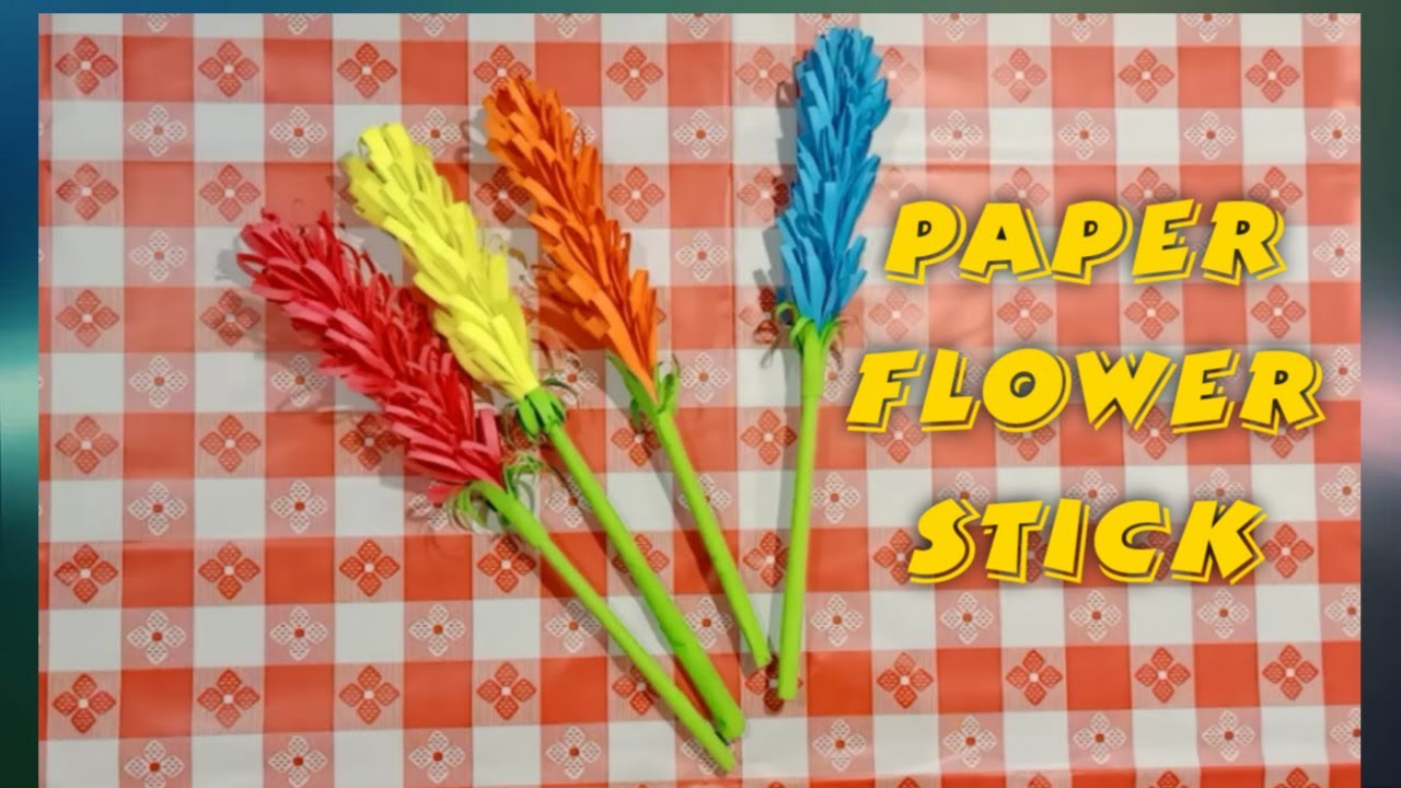 Flower stick, Paper flower stick - YouTube