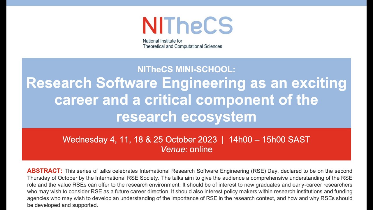 2023-10: NITheCS Mini-school: 'Research Software Engineering as an ...