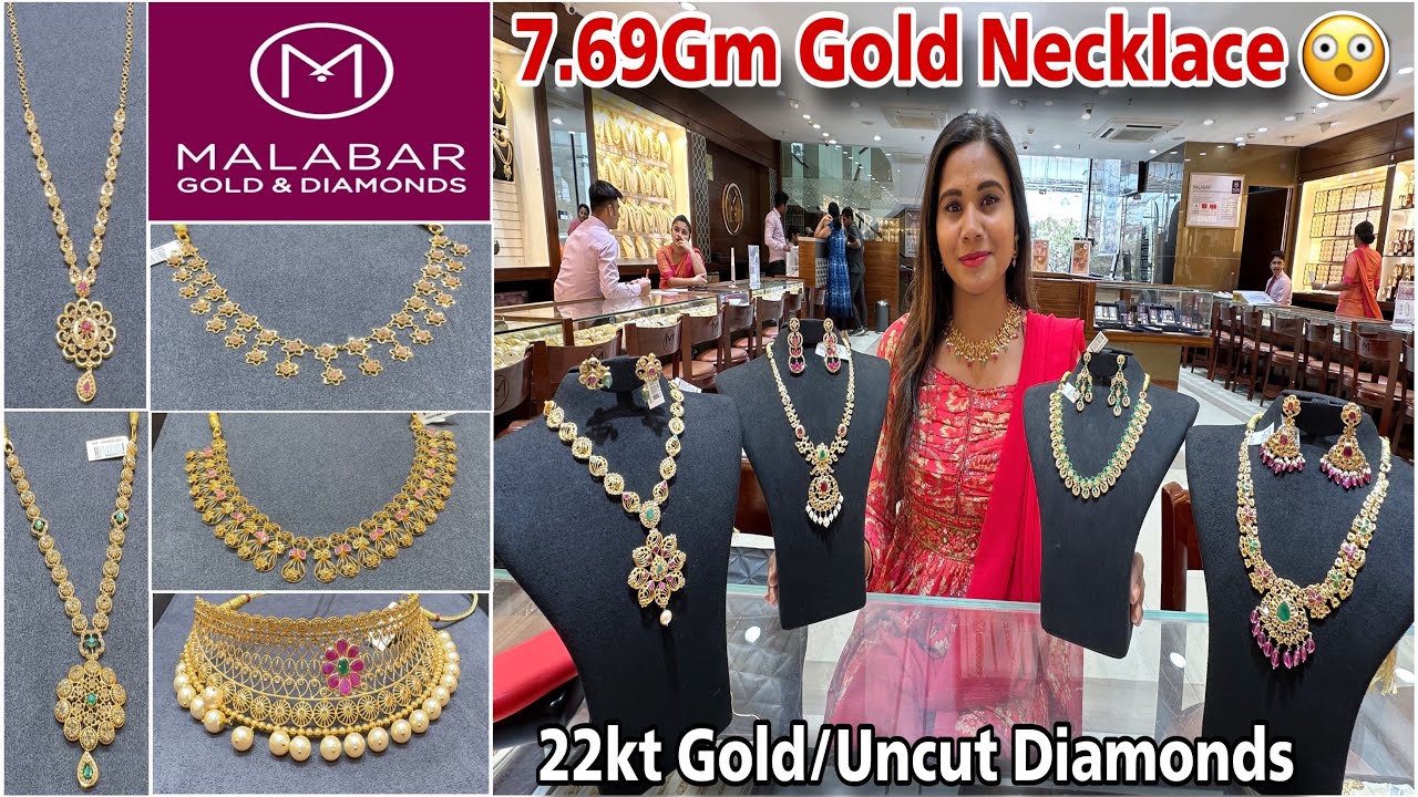 Malabar Gold Necklace Designs 7.69Gm/Under 1L Starts😳| Malabar Uncut ...