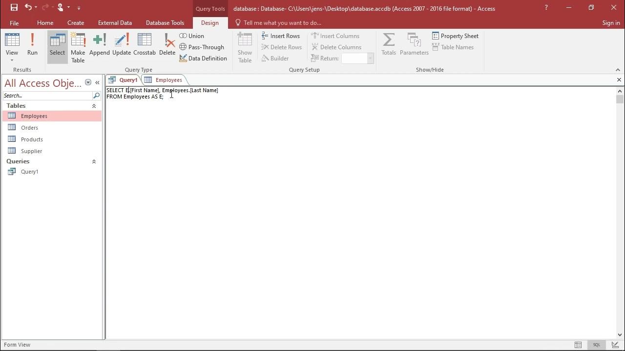 SQL in MS Access - Shorten Queries with Aliases - YouTube