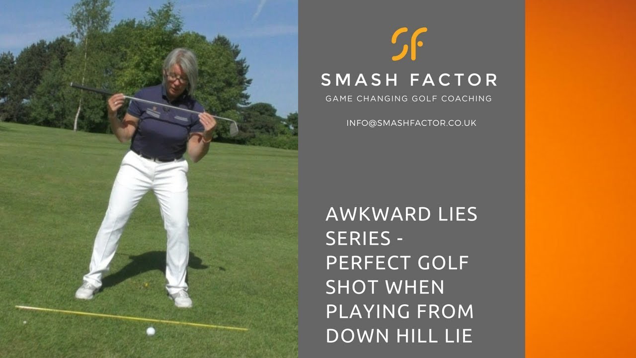 Awkward lies series - playing a GREAT GOLF SHOT from a down hill slope ...
