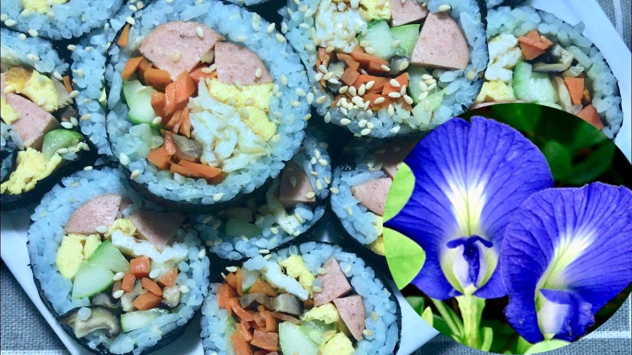 KIMBAP XANH HOA ĐẬU BIẾC ĐẸP MẮT NGON MIỆNG - BLUE BUTTERFLY PEA FLOWER ...
