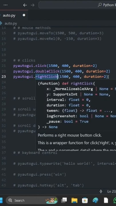 pyautogui clicks #python #coding #automation #pyautogui #trending # ...