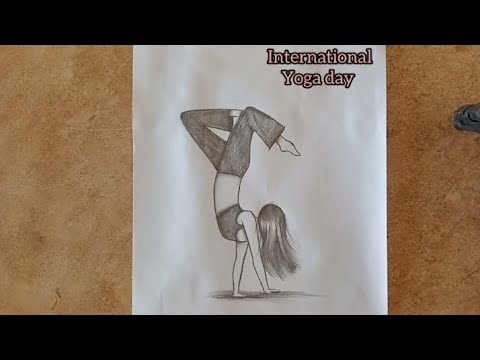 How to draw a girl doing yoga easy|international yoga day drawing|yoga ...
