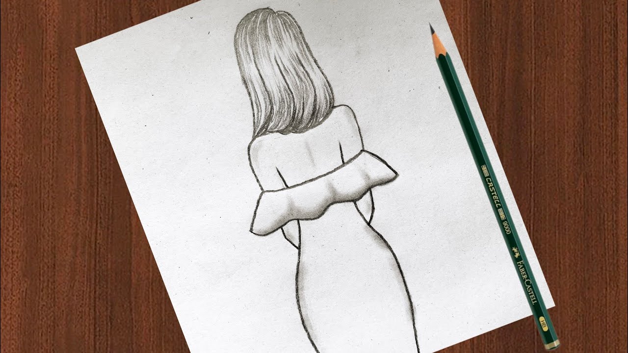 Beautiful girl backside drawing || Pencil girl art || Girl shading ...
