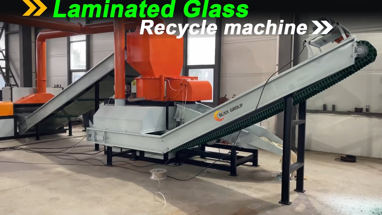 Laminated glass recycling equipment display#recycling - YouTube