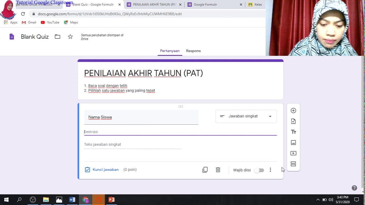 Google Classroom ; Membuat Kode Soal / Token Pada Soal Online - YouTube