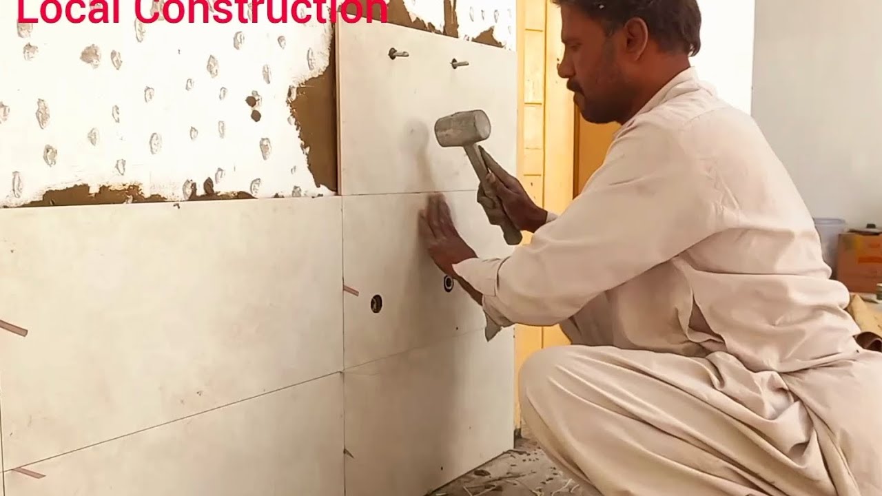 Construction technique | Install Ceramic tile | How to install wall ...