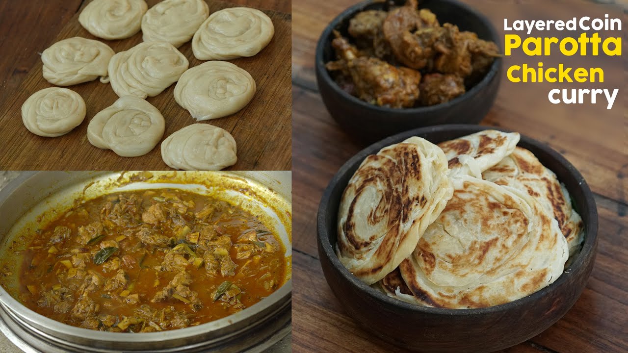 Soft Layered Coin Parotta and Chicken Curry Recipe - Coin Parotta - YouTube