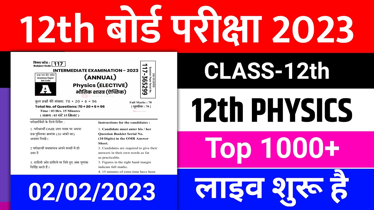12th Physics Objective Subjective 2023 | Physics Objective Question ...