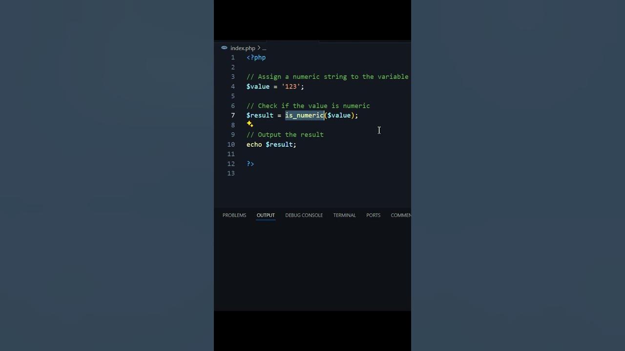 Checking if a Value is Numeric Using PHP's is_numeric Function #programming #coding #php #shorts ...