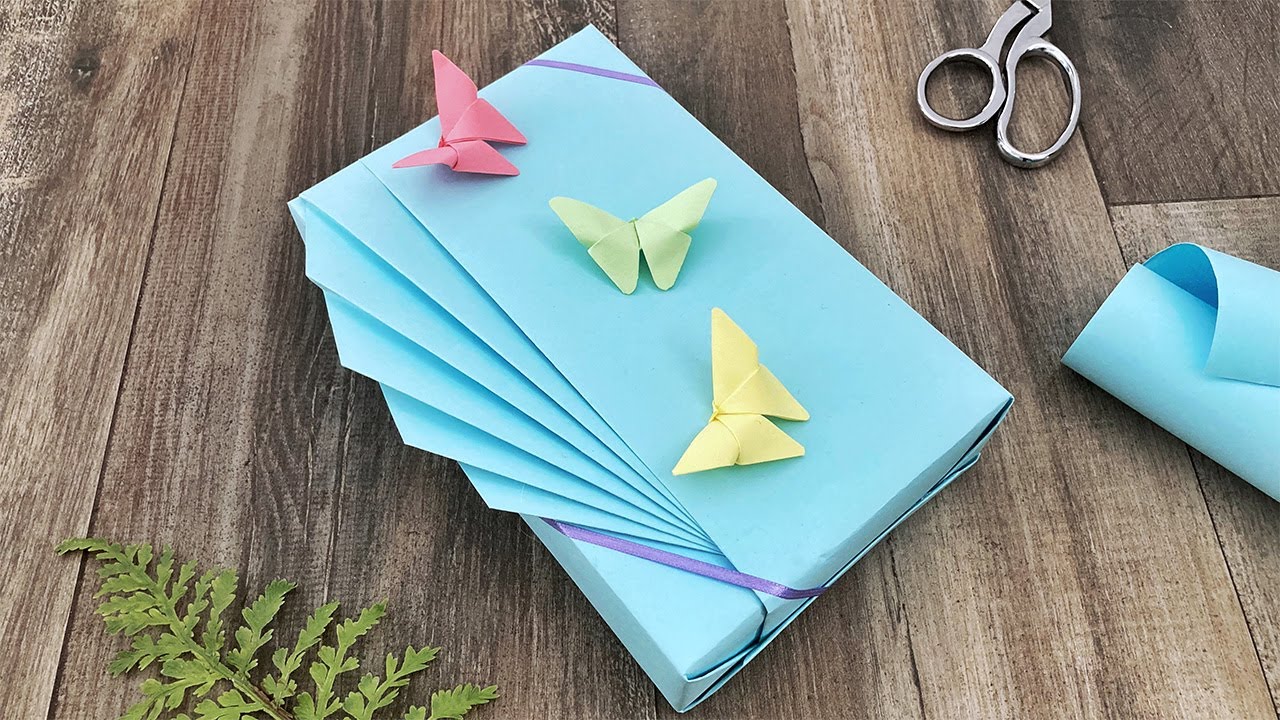 Fan Gift Wrapping With Butterflies | Paper Crafts - YouTube