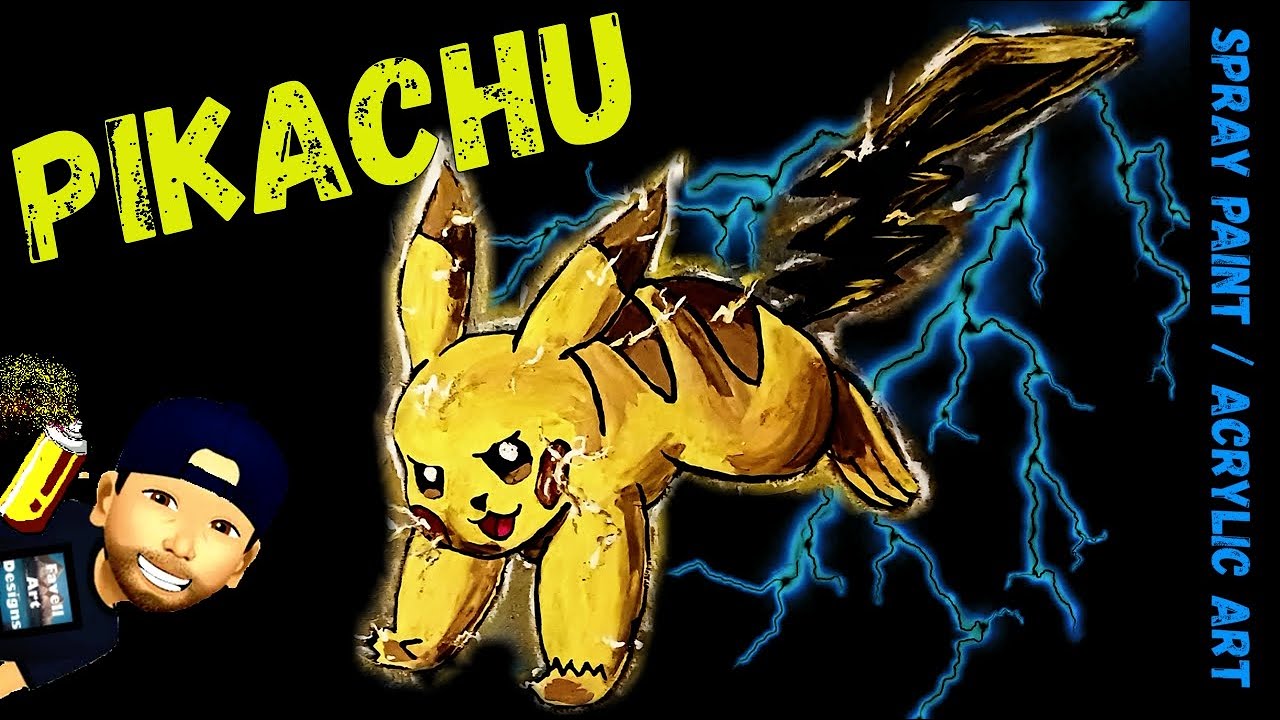 Pikachu | Pokemon Spray Paint / Acrylic Art - YouTube