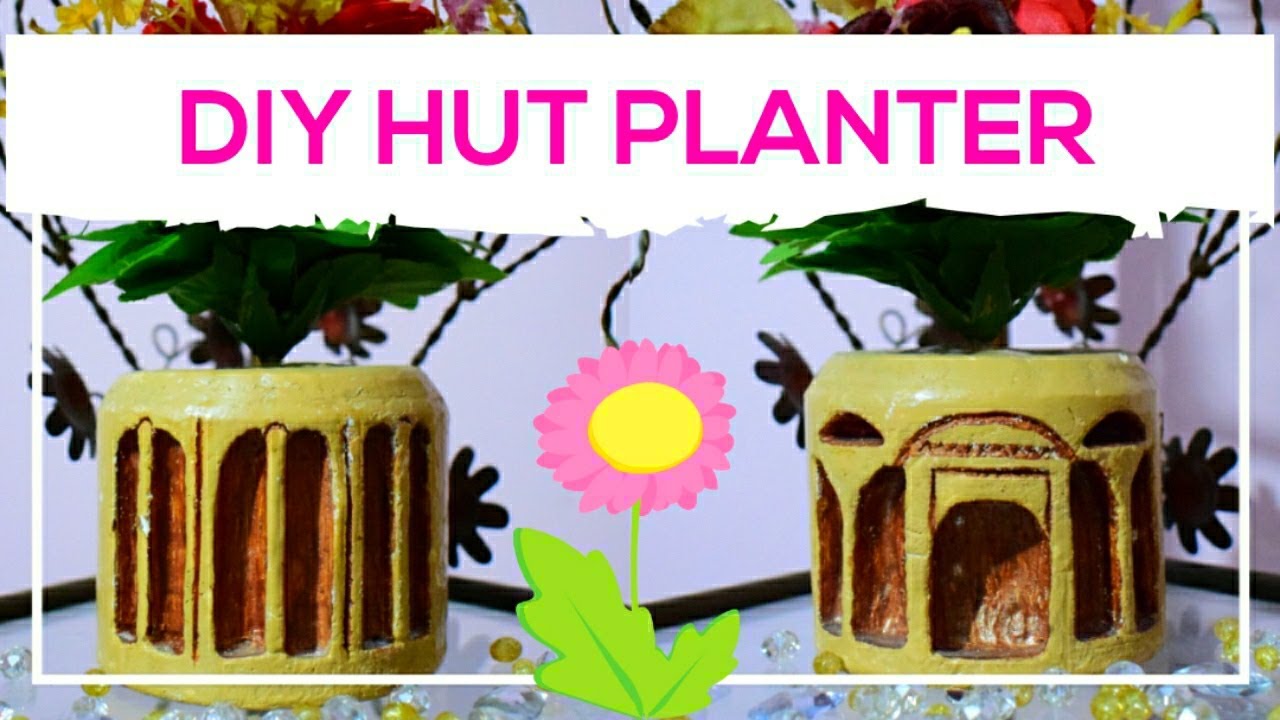 DIY HUT PLANTER 💐 FLOWER POT TUTORIAL | CEMENT POT - YouTube