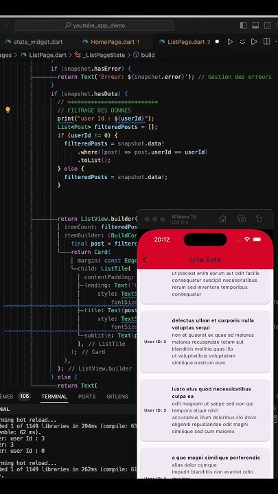 Filtrage - liste - InheritedWidget #flutter #coding #learning #dart #programming - YouTube