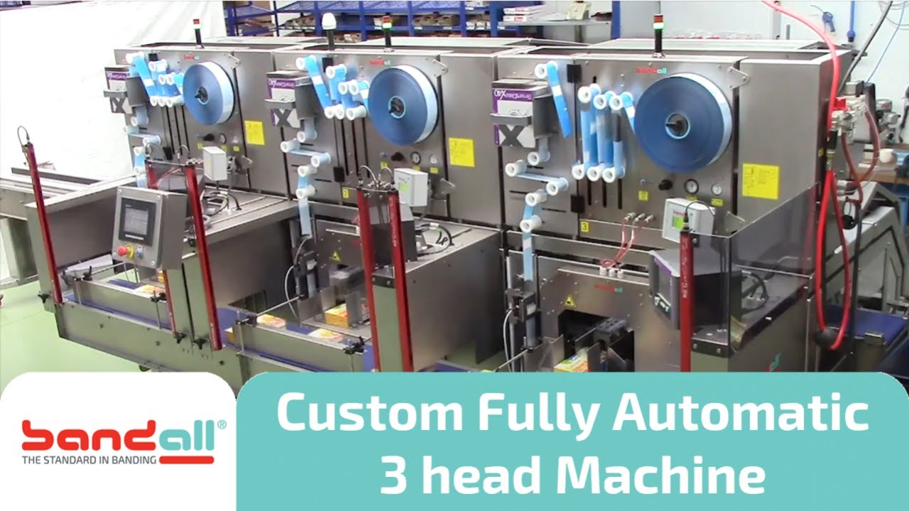 Bandall Custom fully automatic 3 head stacking and banding machine ...
