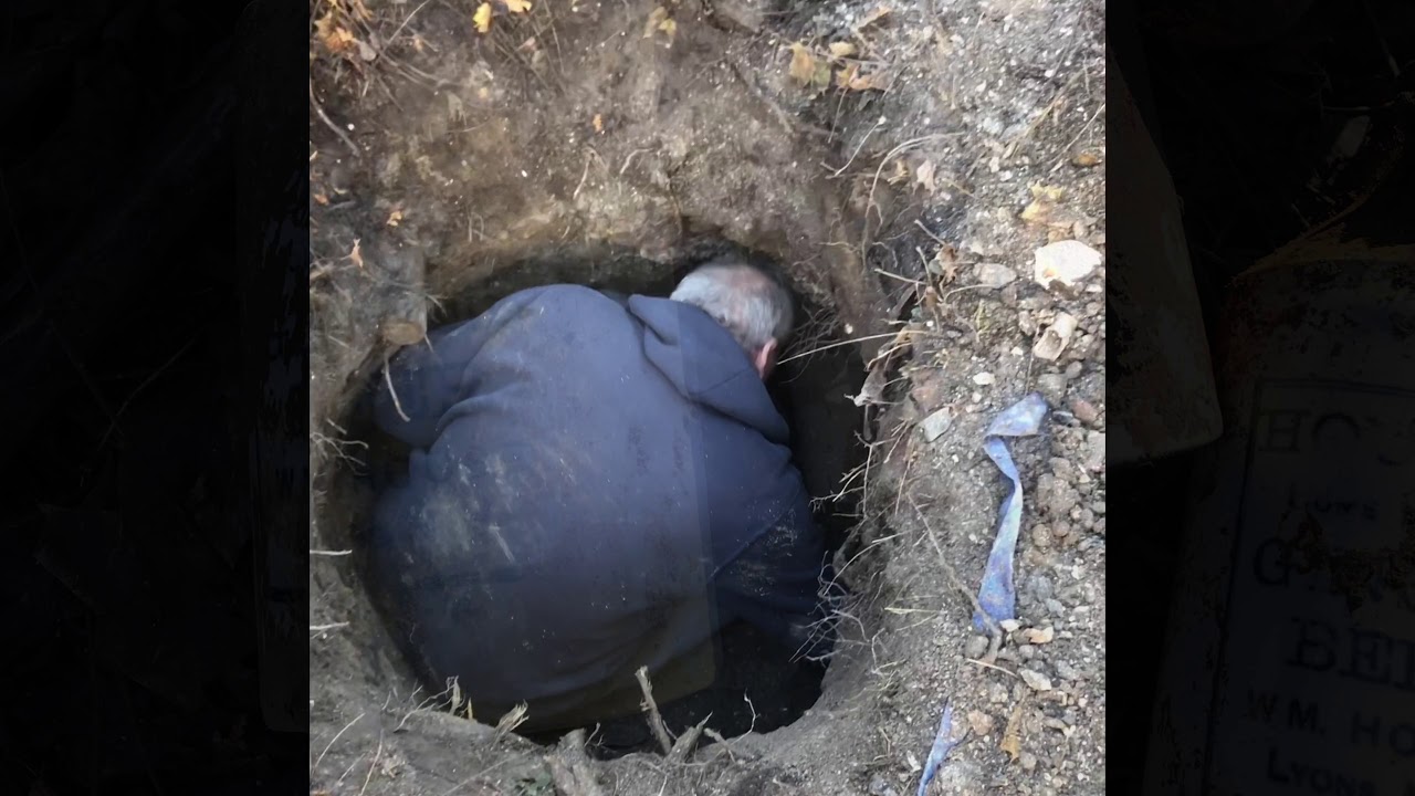 Privy outhouse trash pit dig - YouTube