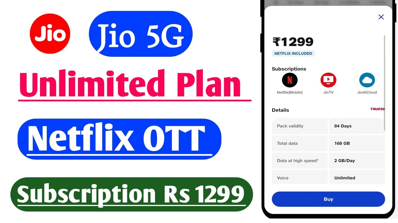 Jio Unlimited 5G Recharge Plans With Netflix Subscription All Details ...