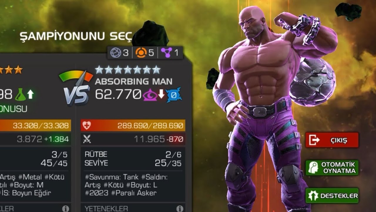 ABSORBING MAN antisi😈/#mcoc #marvel ŞAMPİYONLAR TURNUVASI - YouTube