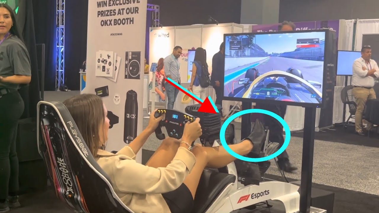 Pretty Woman Driving An F1 eSports Sim In High Heels - YouTube