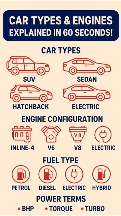 "Car Types & Engines Explained in 60 Seconds!" #facts - YouTube