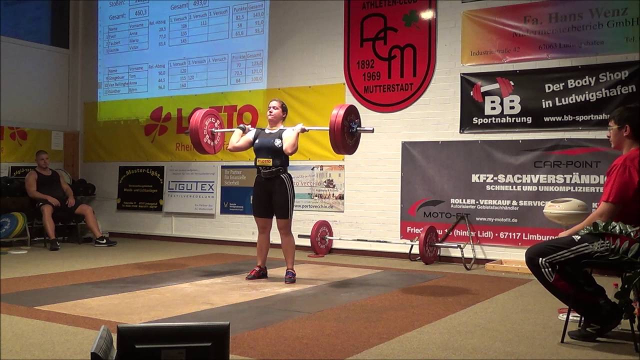Anna van Bellinghen 2 Versuch Stossen 120kg - YouTube