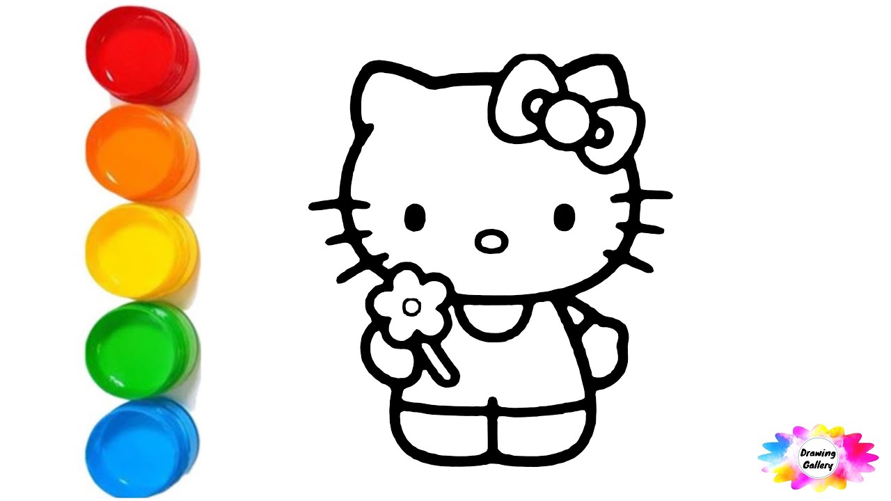 How to Draw Hello Kitty with Flower|Hello Kitty Drawing and Coloring ...