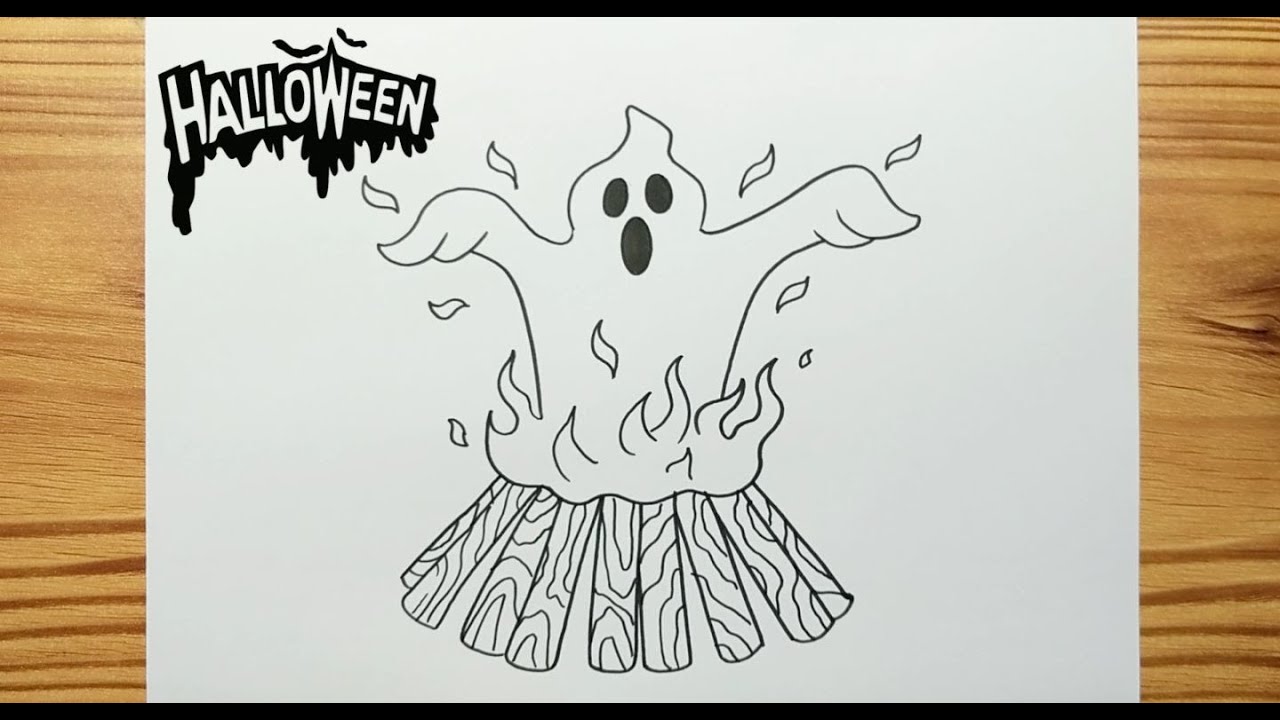 How to draw GHOST EMERAGE FROM FIRE - YouTube
