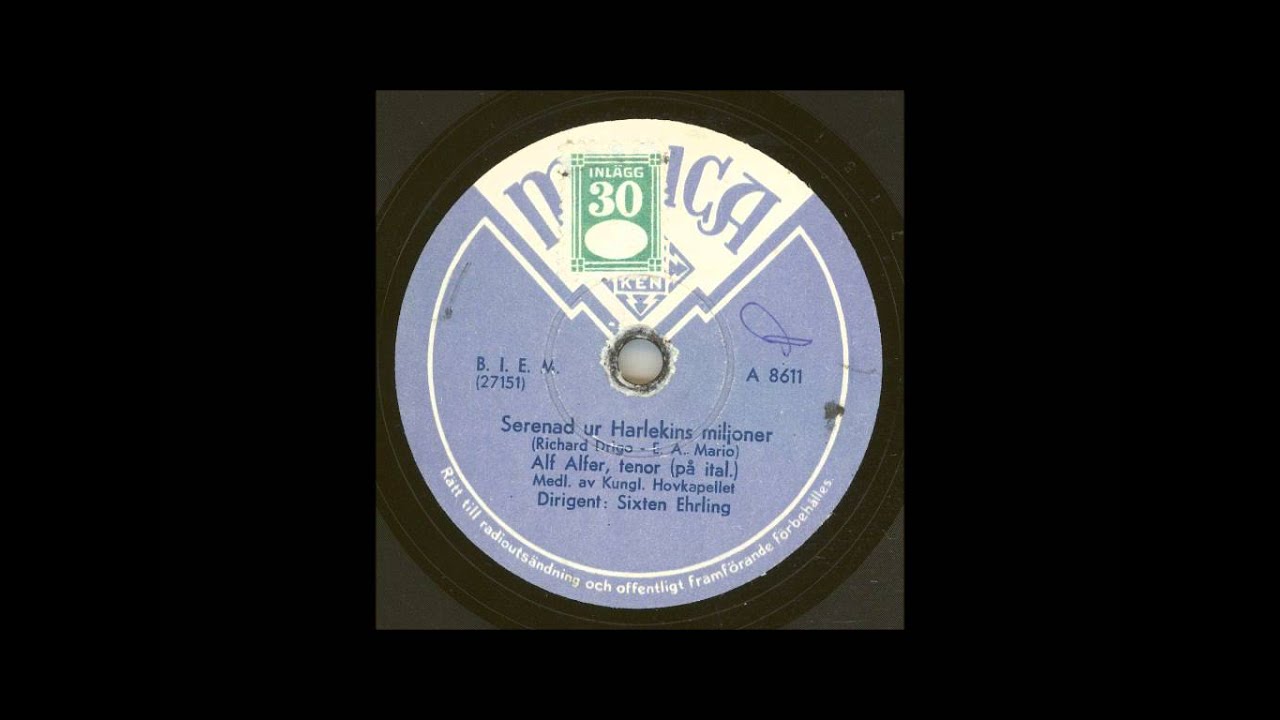 ALF ALFER TENOR - SERENAD UR HARLEKINS MILJONER - YouTube