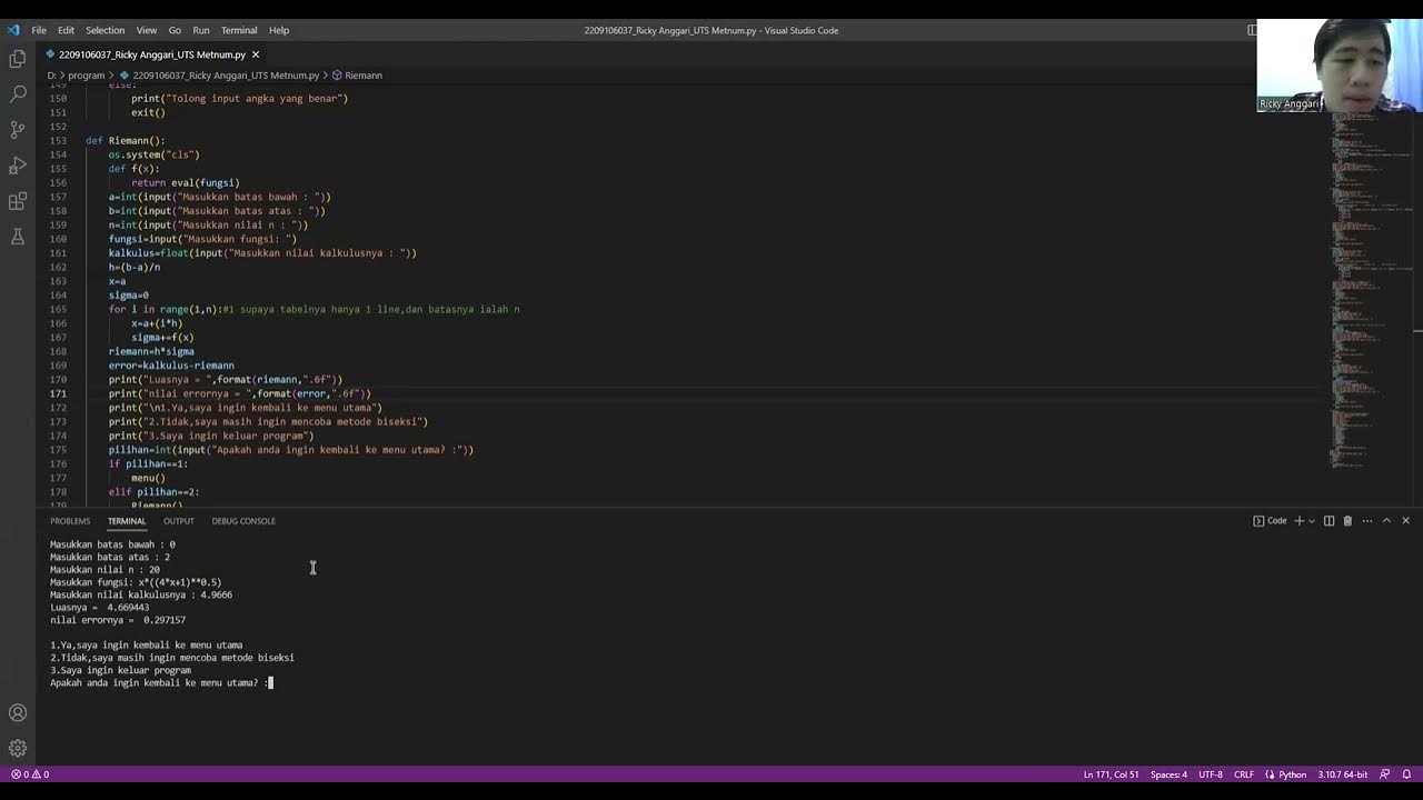 2209106037_Ricky Anggari | Pembahasan Soal 3 Metode Riemann dan Trapezoid - YouTube