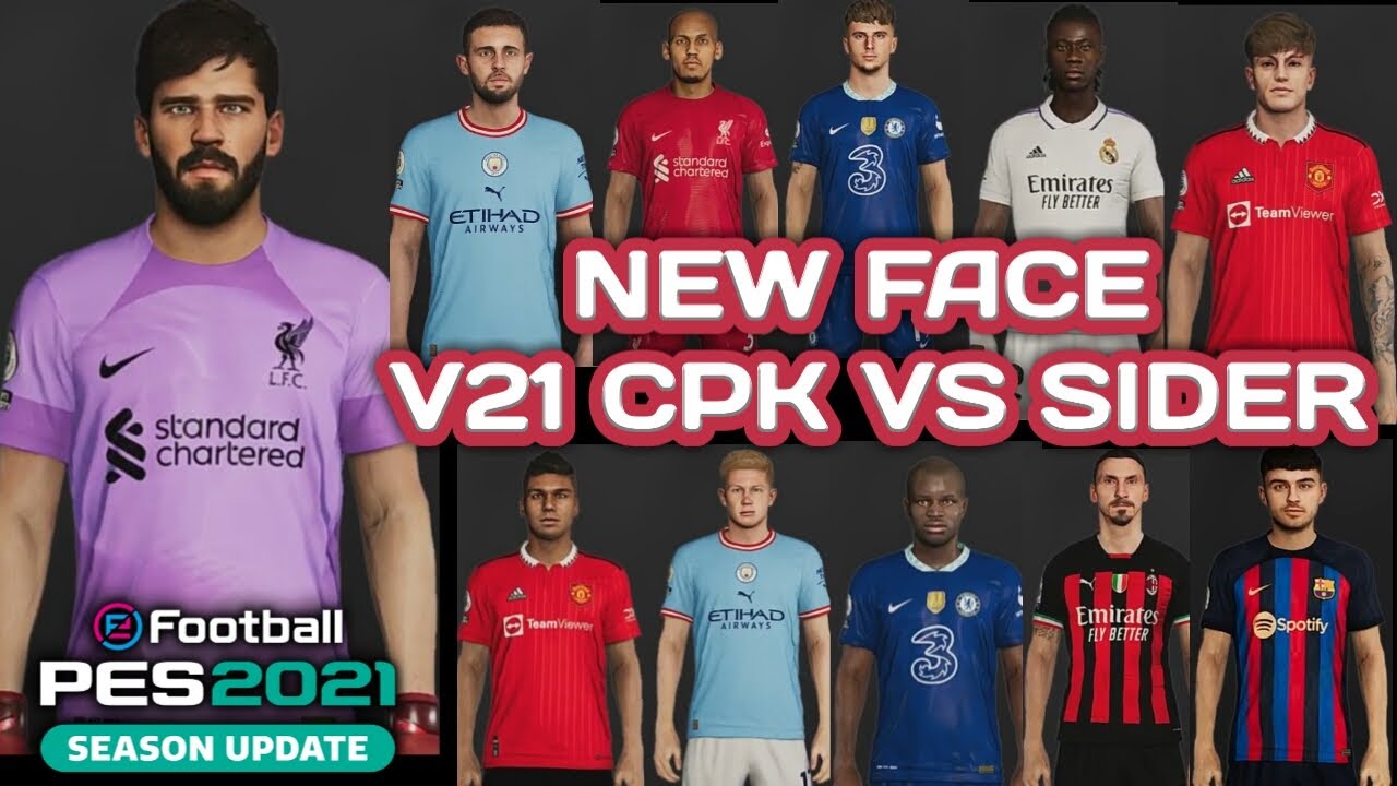 PES 2021 Face Alisson B , Bernardo Silva , Pedri, Casemiro, A. Garnacho ...