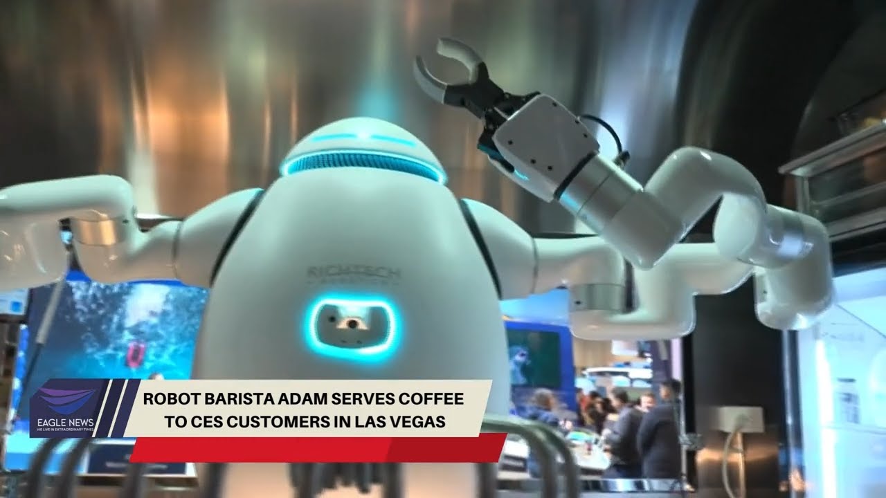 Robot barista Adam serves coffee to CES customers in Las Vegas - YouTube
