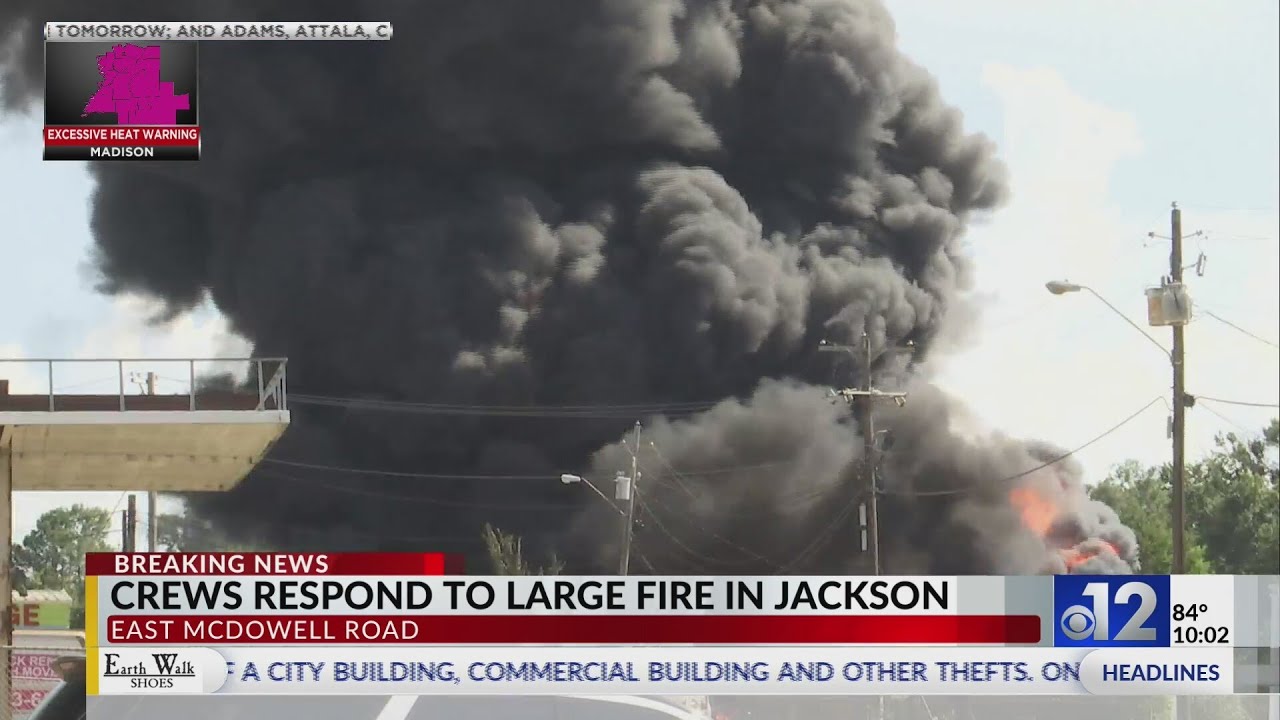 Crews respond to large fire in Jackson - YouTube