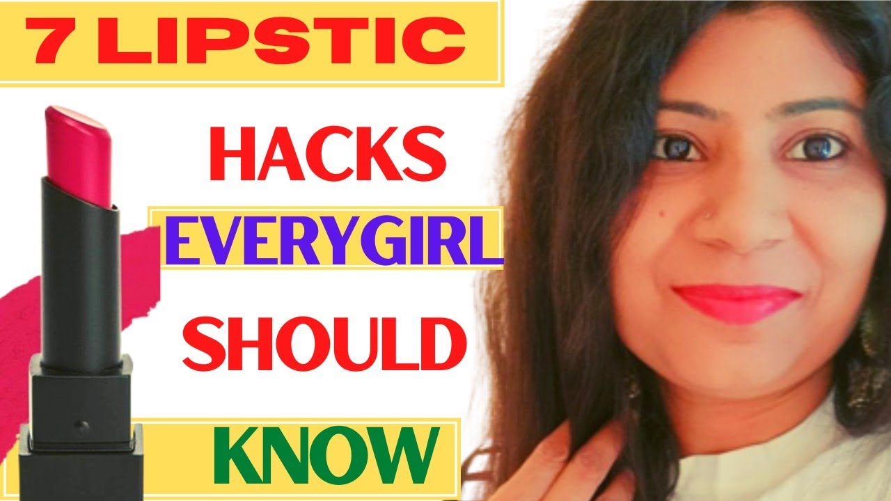 7 LIPSTIC HACKS Every Girl Should Know/ LIPSTIC USES/ DRY LIPSTIC ...