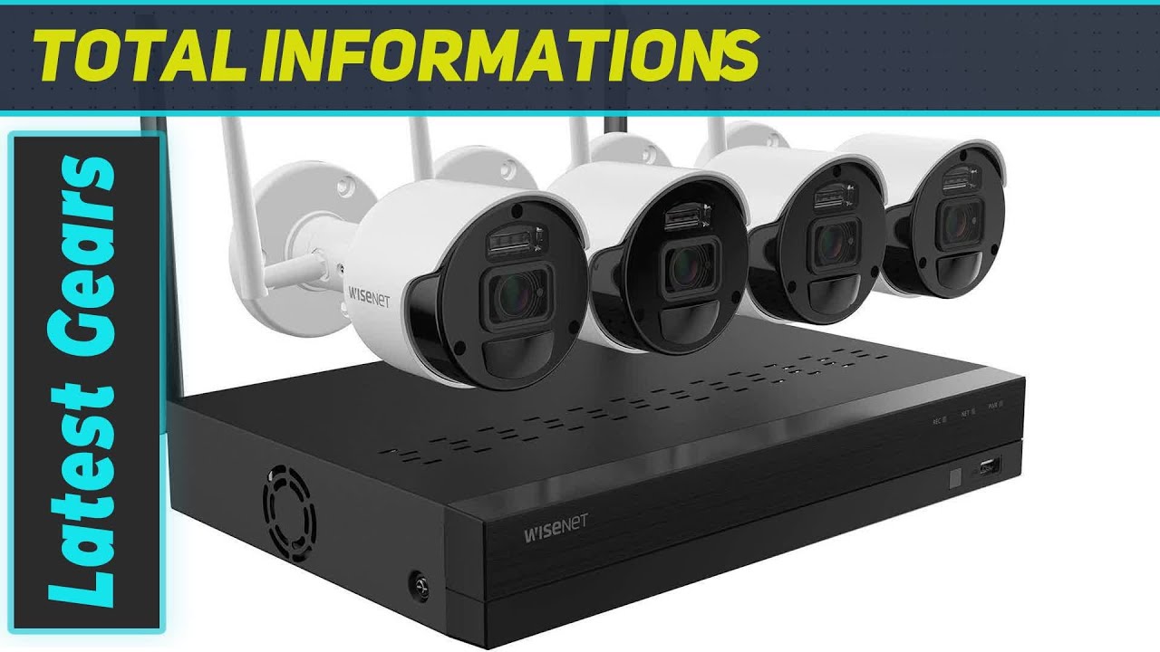 Wisenet SNK-B73047BW 4 Channel 1080p Wi-Fi NVR Surveillance System with ...