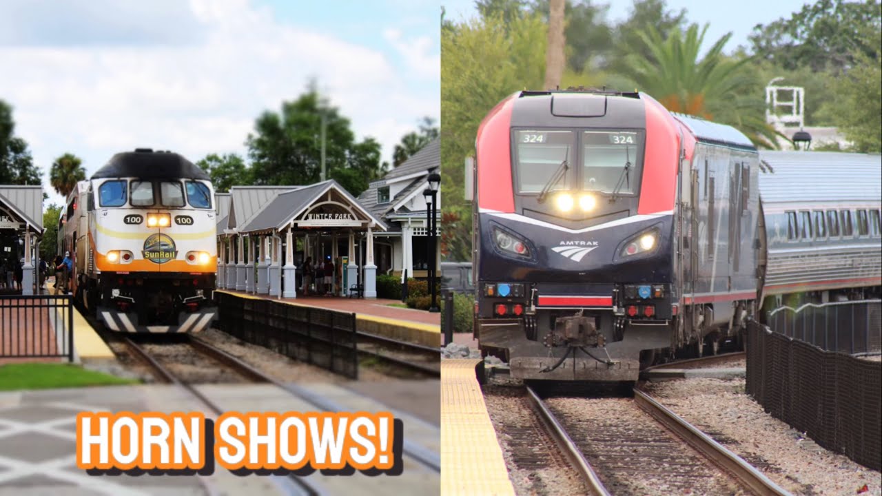SunRail & Amtrak In Winter Park Florida! (Nice Crews! And Horn Shows ...