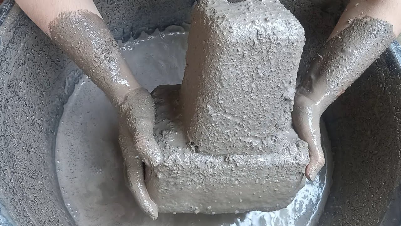 ASMR dusty sand cement cute shape crumbling in water | satisfy asmr ...
